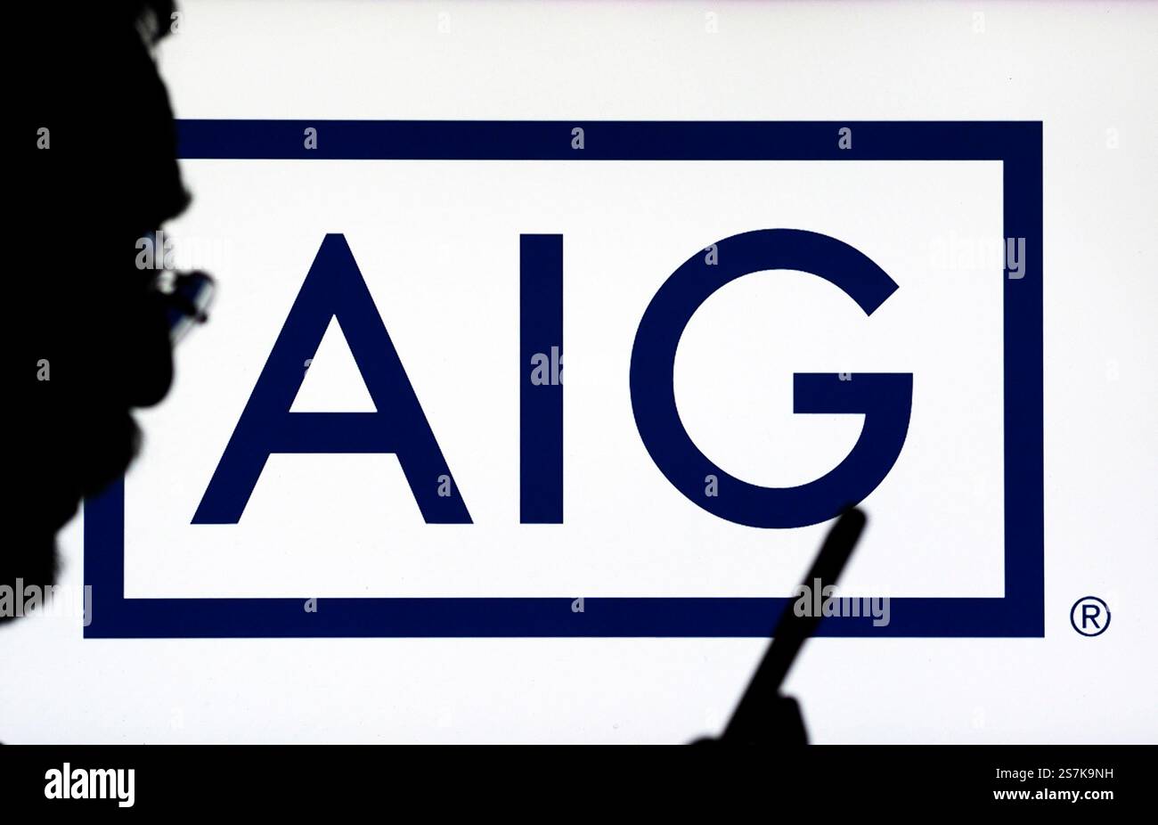 In this photo illustration, American International Group,Inc. logo seen ...