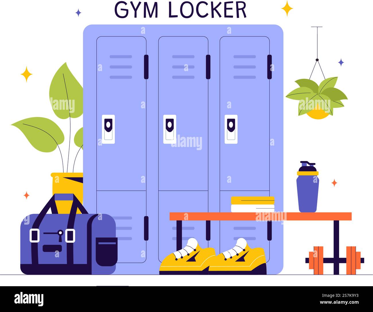 Gym Locker Room Vector Illustration Featuring Dressing Storage for ...