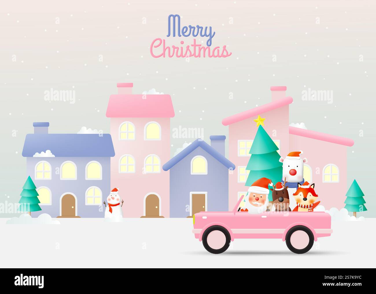 Santa claus and gang of animal party with very cute character design ...