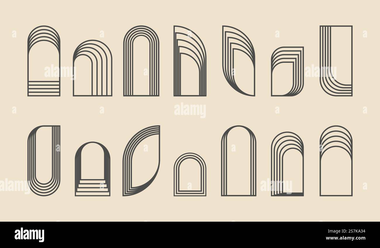 Minimalist decorative aesthetic arch frame, vector linear design ...