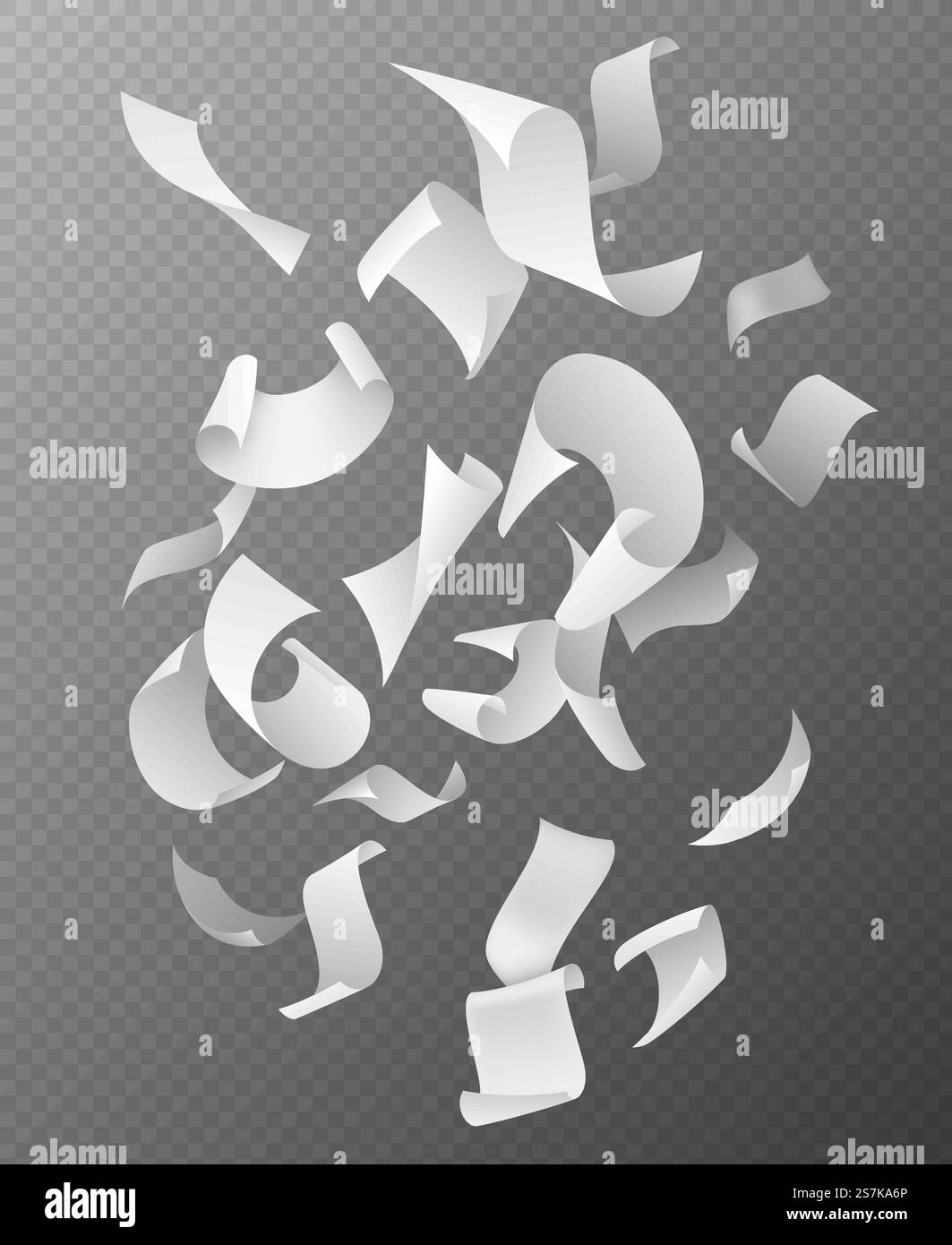 Flying papers group. Chaotic falling and flying empty white paper ...