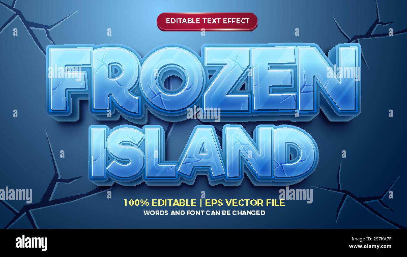 frozen island 3d editable text effect cartoon style Stock Vector Image ...