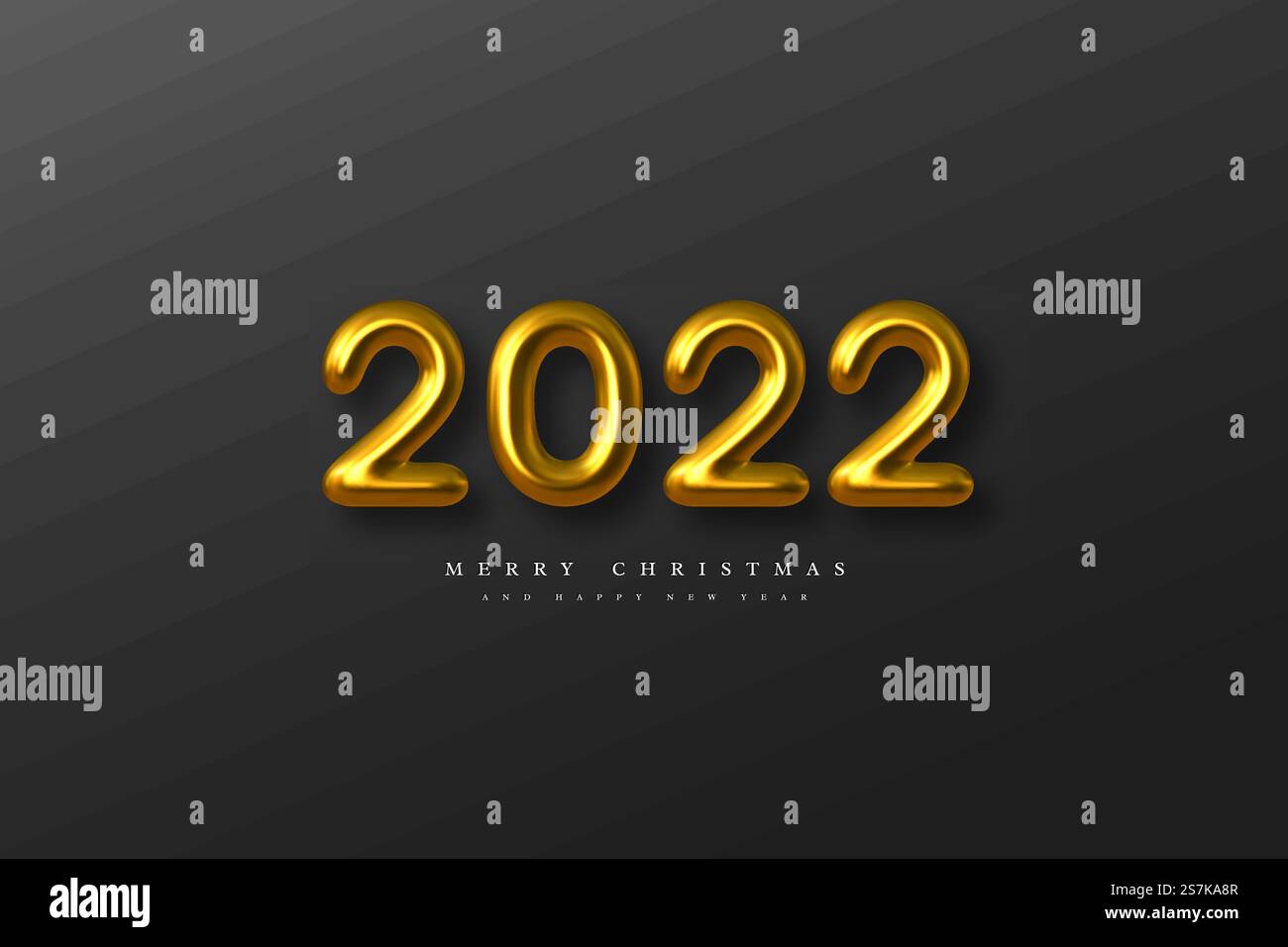 2022 New Year sign. 3d metallic golden numbers on black background. Gold realistic 2022. Vector ...