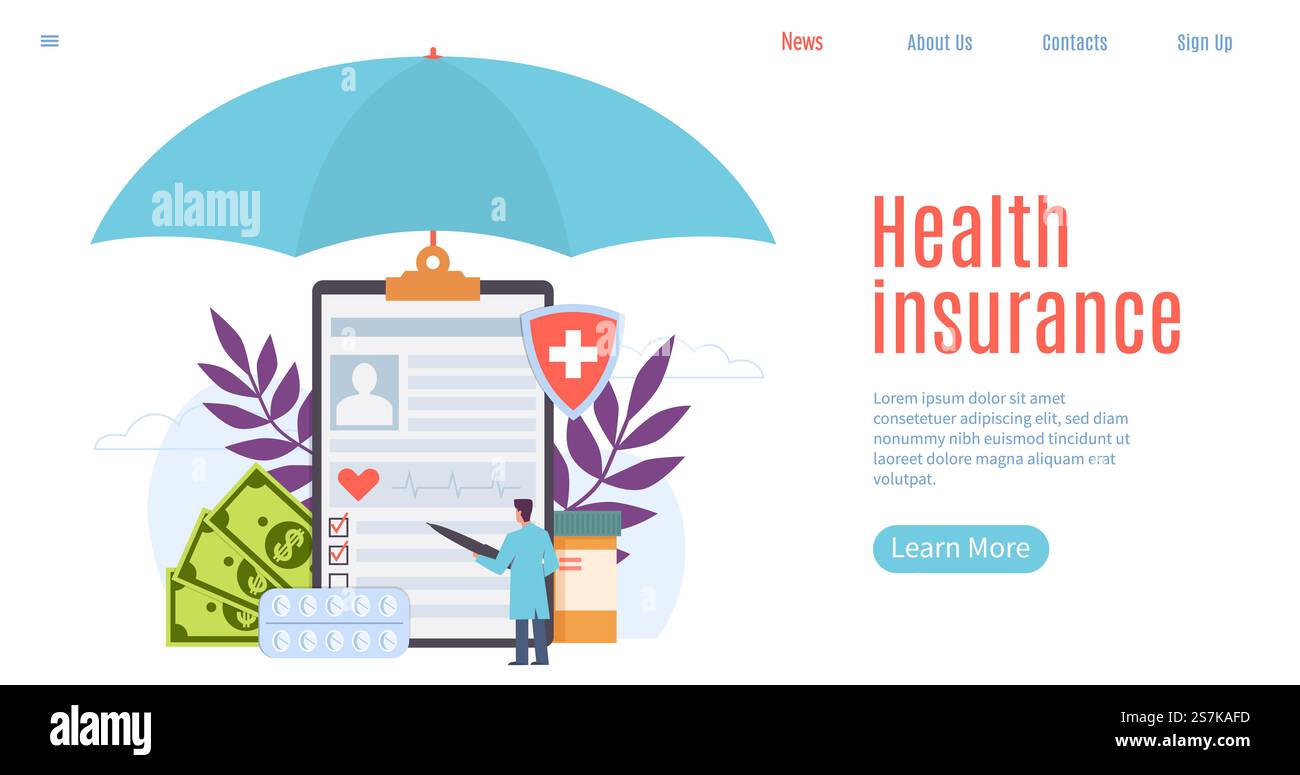 Health insurance. Healthcare, patient insurance, human life protection ...