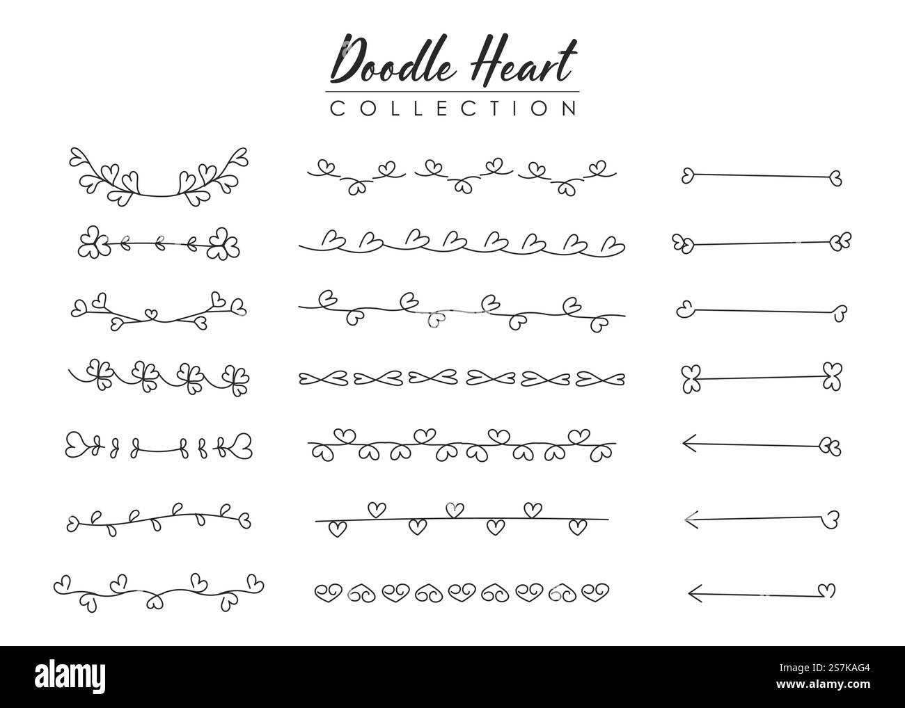 Doodle hearts divider elements, Design for Valentine’s Day Stock Vector ...