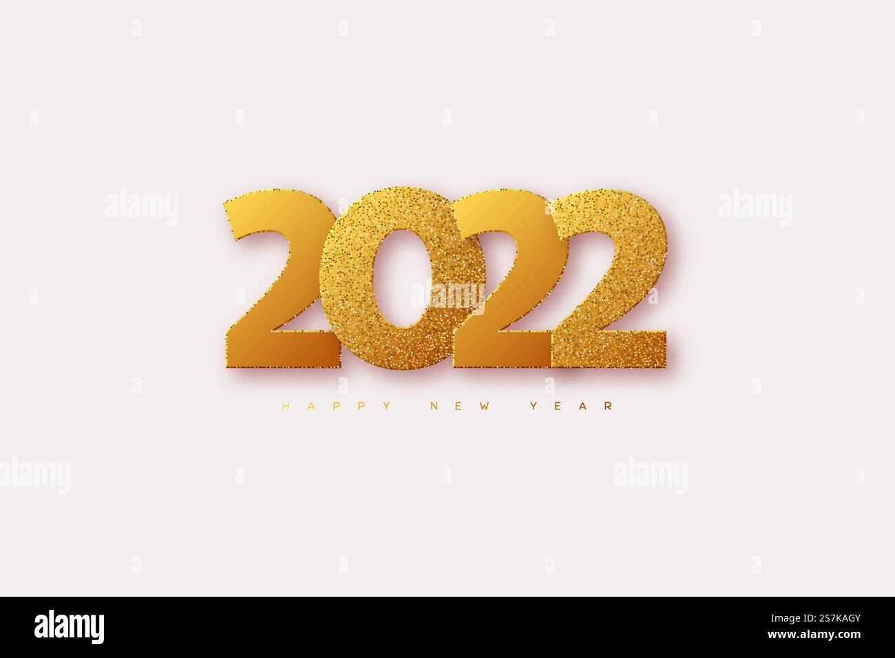 2022 New Year sign. 3d golden glitter with black numbers on black ...