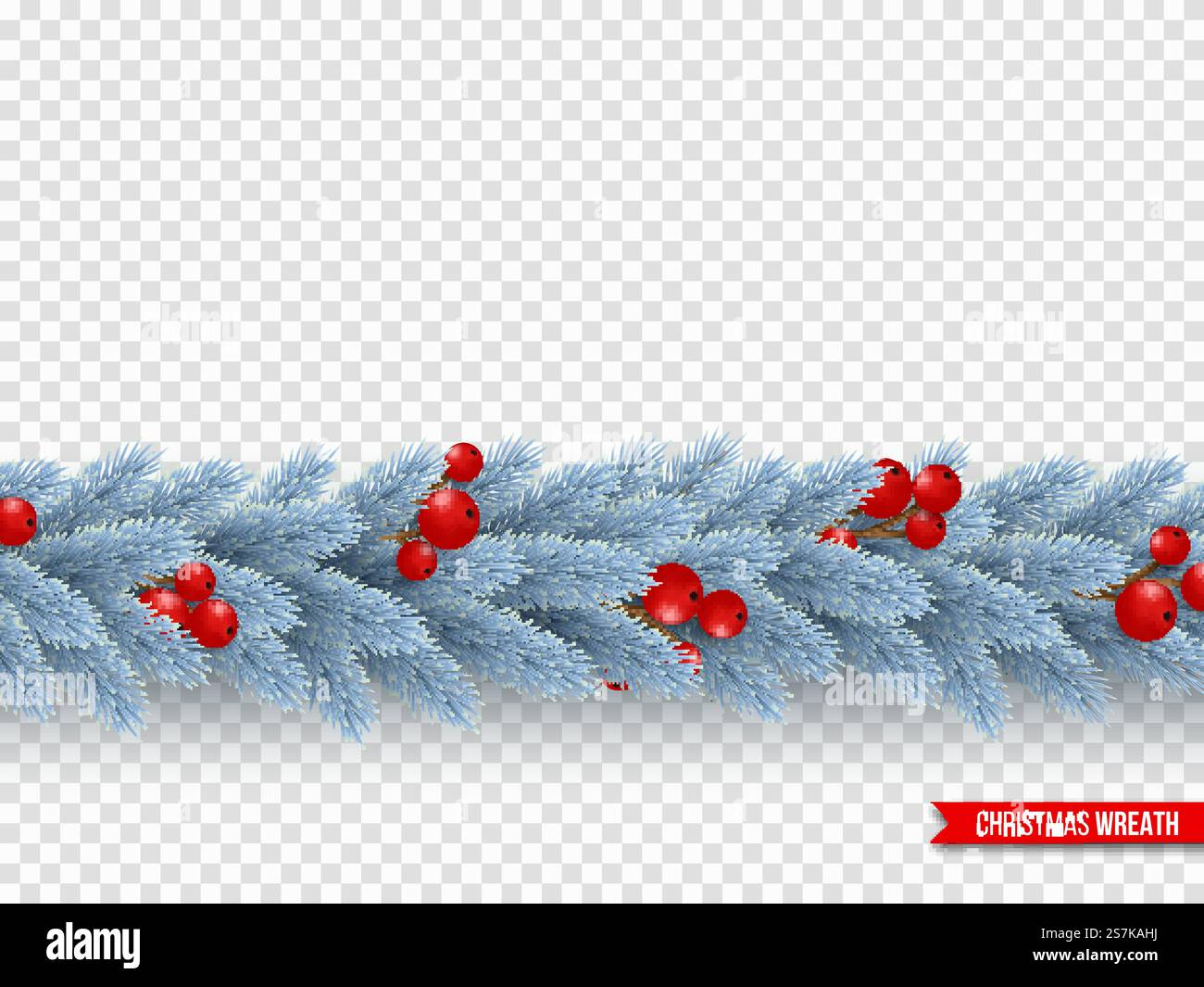 Christmas wreath with realistic fir-tree branches and berries ...