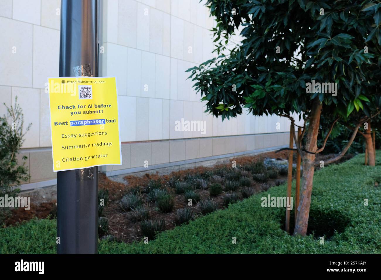 Flyer on university campus offering Artificial Intelligence Detection ...