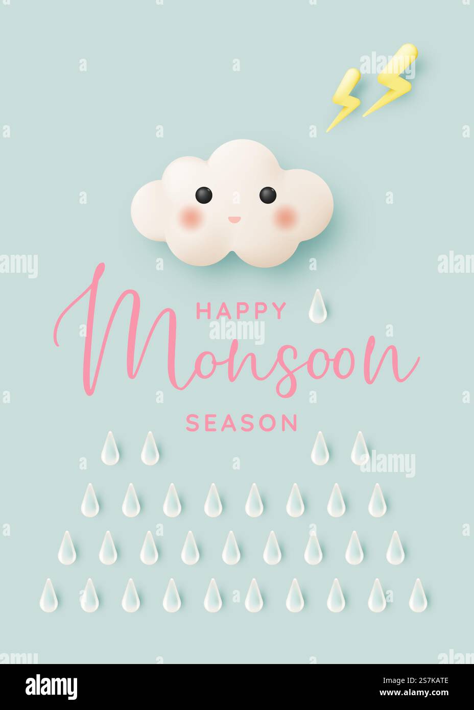 Cute Cloud for monsoon season with pastel color scheme and paper art ...