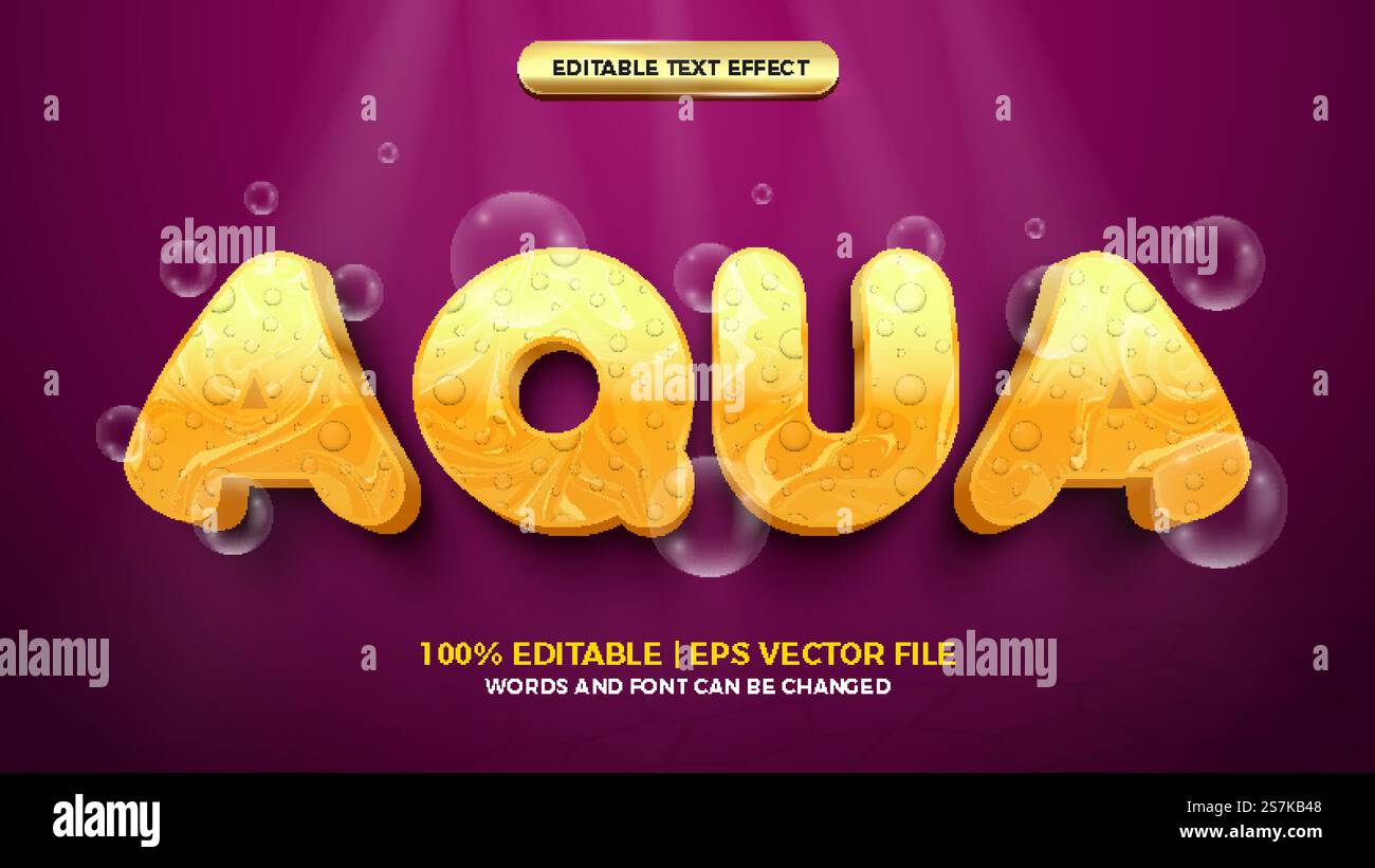 Editable text effect - Marble Aquatic cartoon style 3d template Stock ...