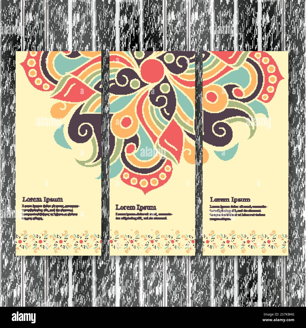 Set of vertical banners, flyers, cards with hand drawn abstract tribal ...