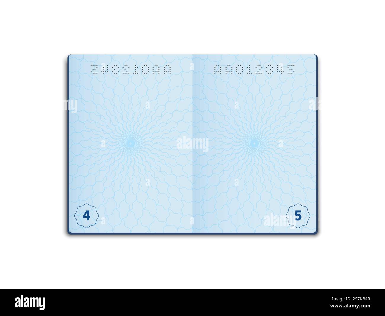 Blank passport. Opened document layout, page sheet with watermark ...
