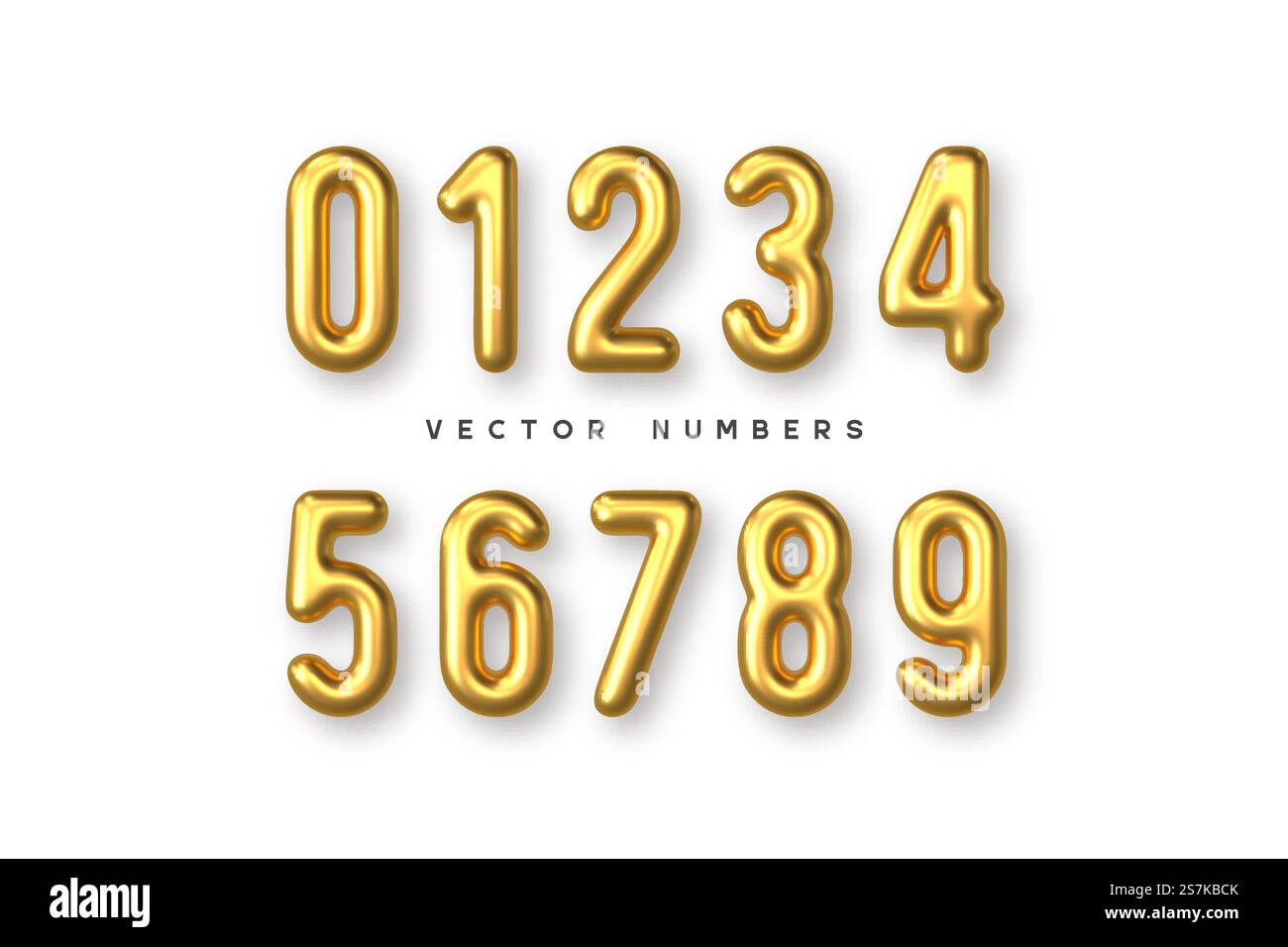 Golden numbers vector set. 3d realistic metal characters. Decorative ...