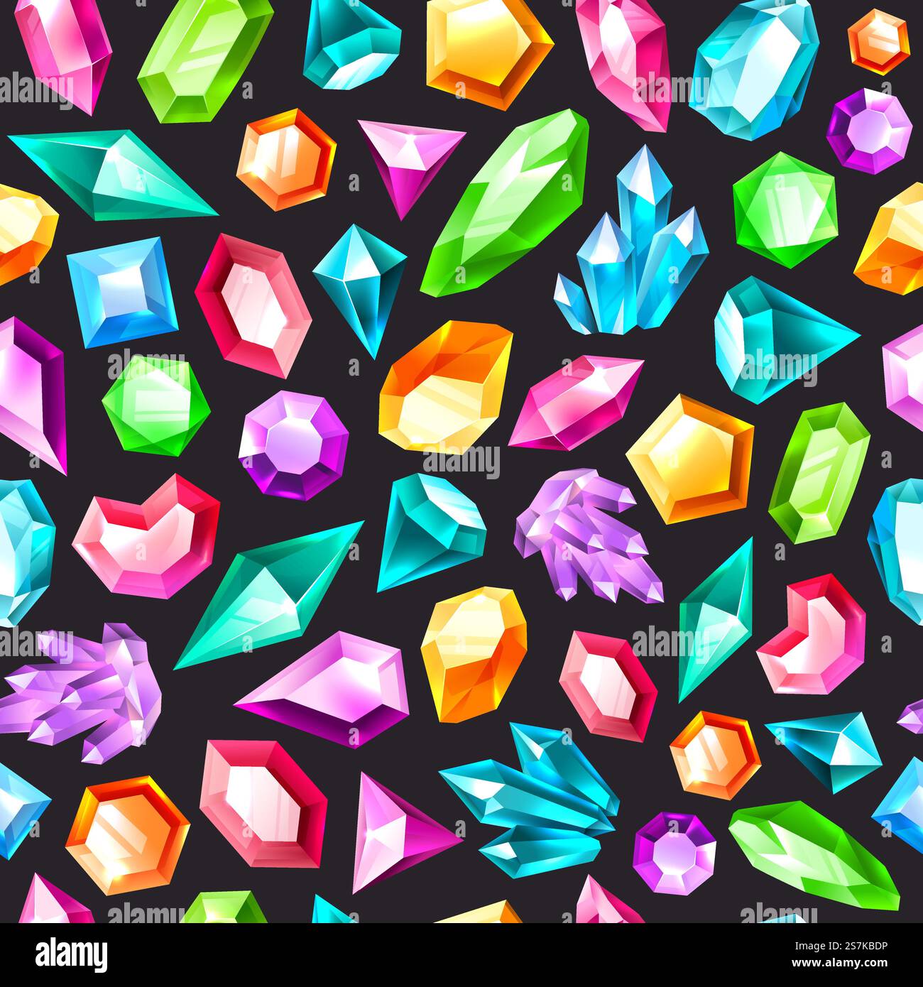 Gem seamless pattern. Gemstones amethyst, topaz and quartz. Diamonds ...