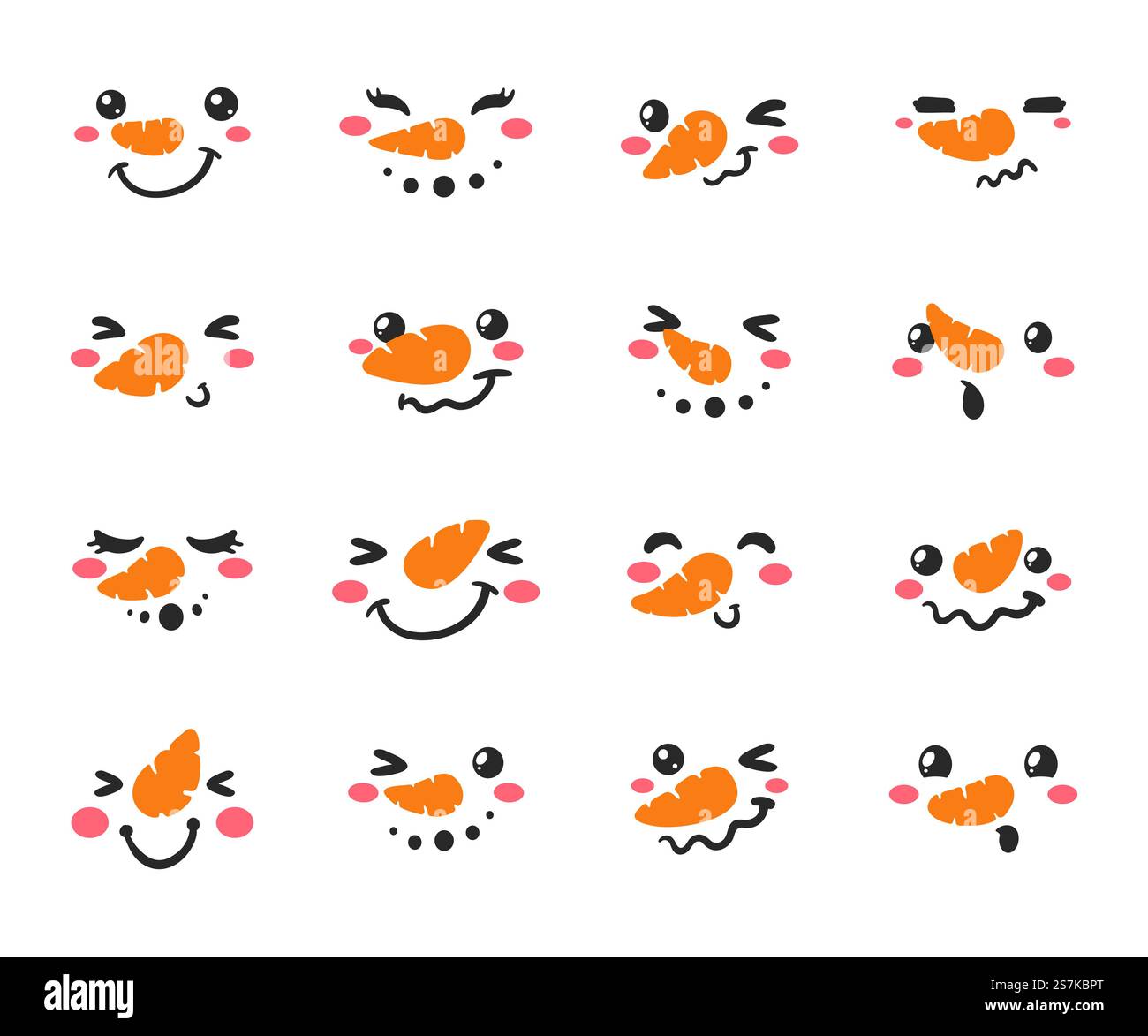 Snowman face set. snowball face decoration vector in the winter of ...