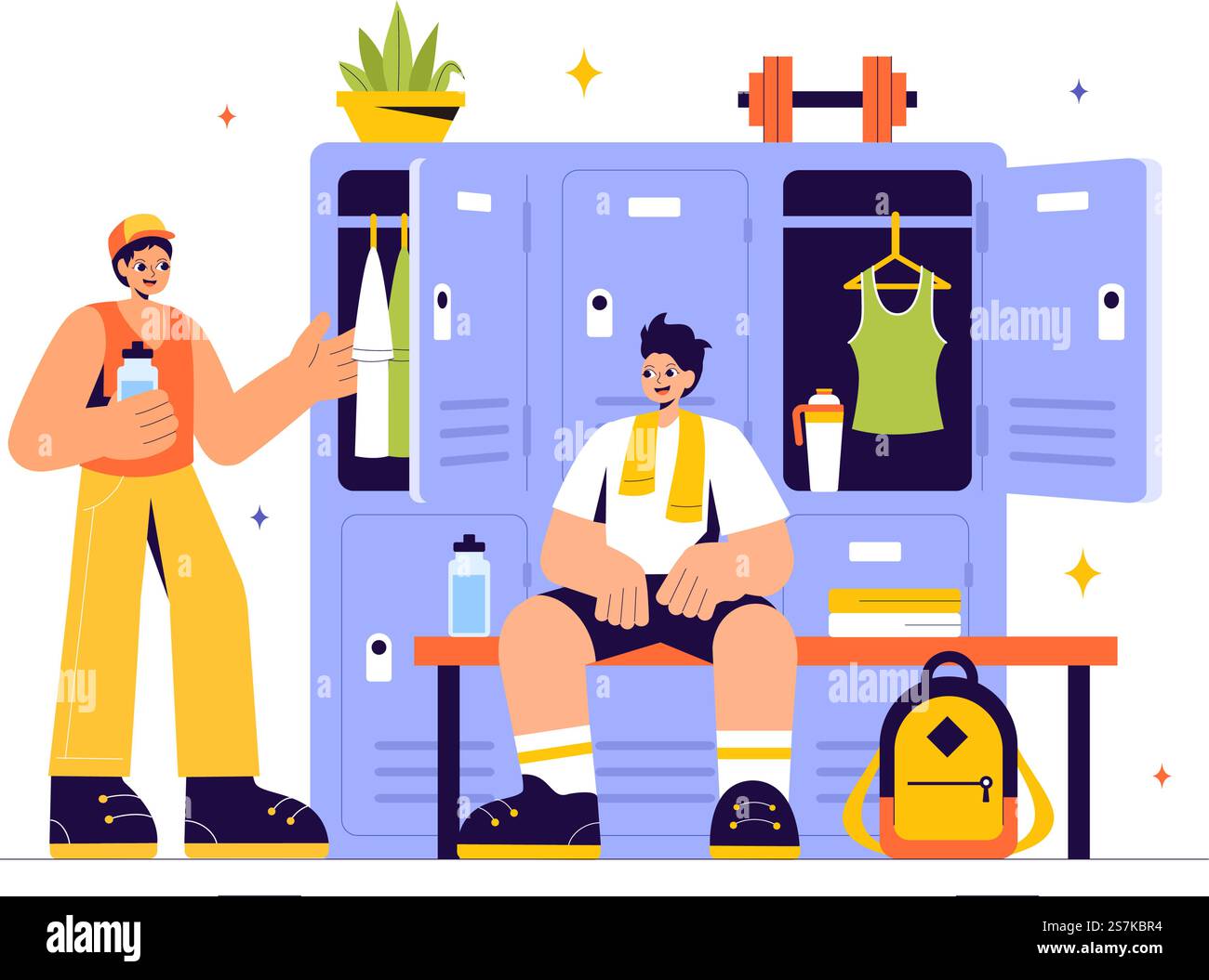 Gym Locker Room Vector Illustration Featuring Dressing Storage for ...