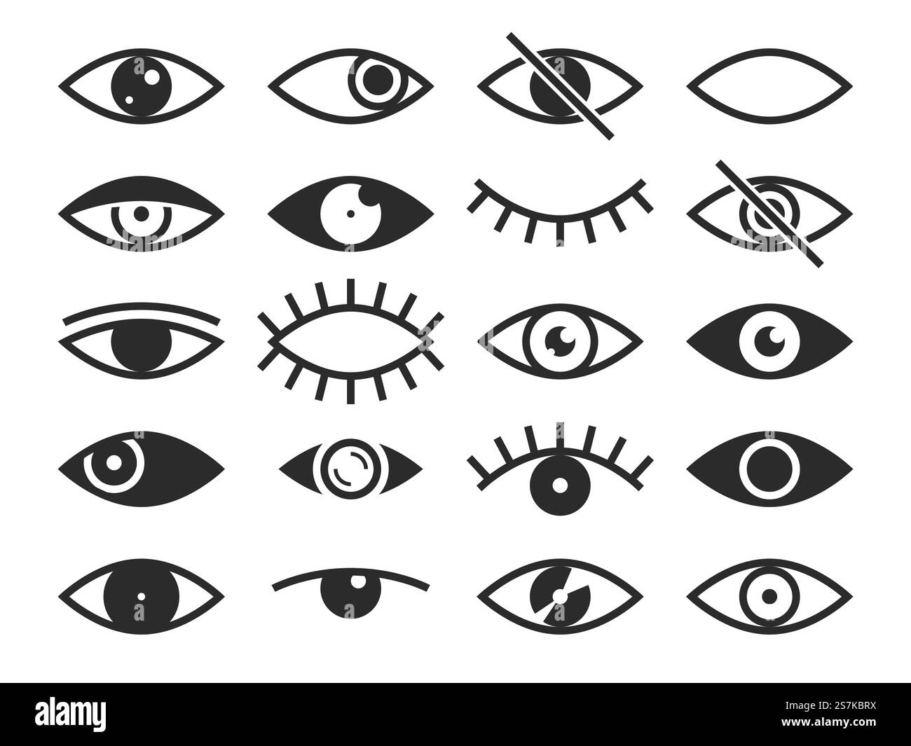 Eye. Vision and view signs, open and closed human eyes, lens or cry ...