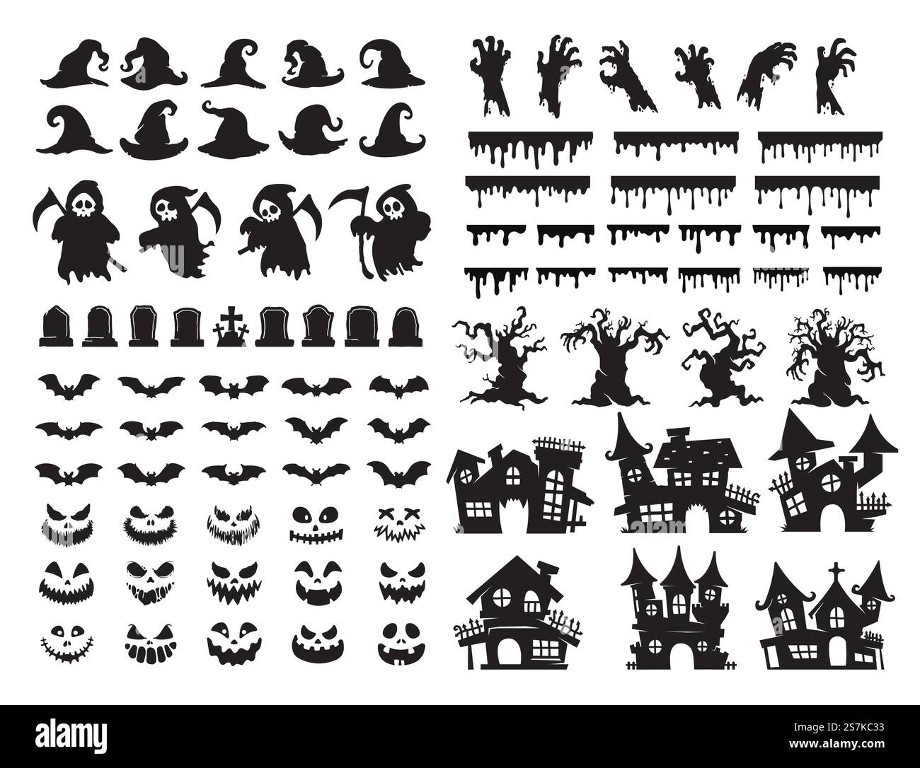 Halloween silhouette elements. scary ghost spirit vector for halloween ...