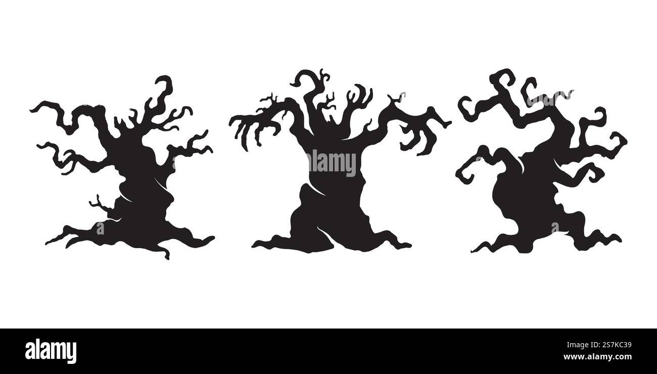 Scary haunted tree. Halloween Ghost Tree Silhouette Vector Stock Vector ...