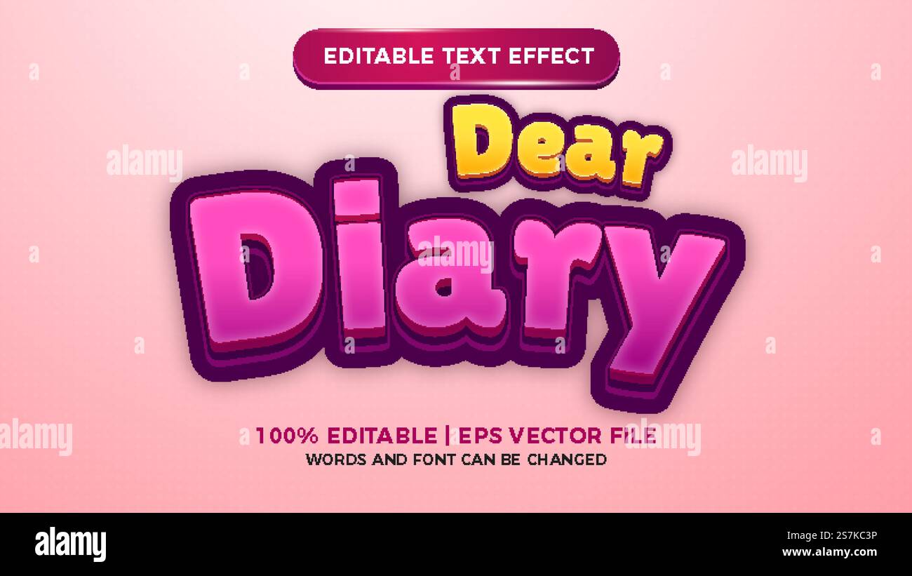 Dear Diary editable text effect for comic games title Stock Vector Image & Art - Alamy