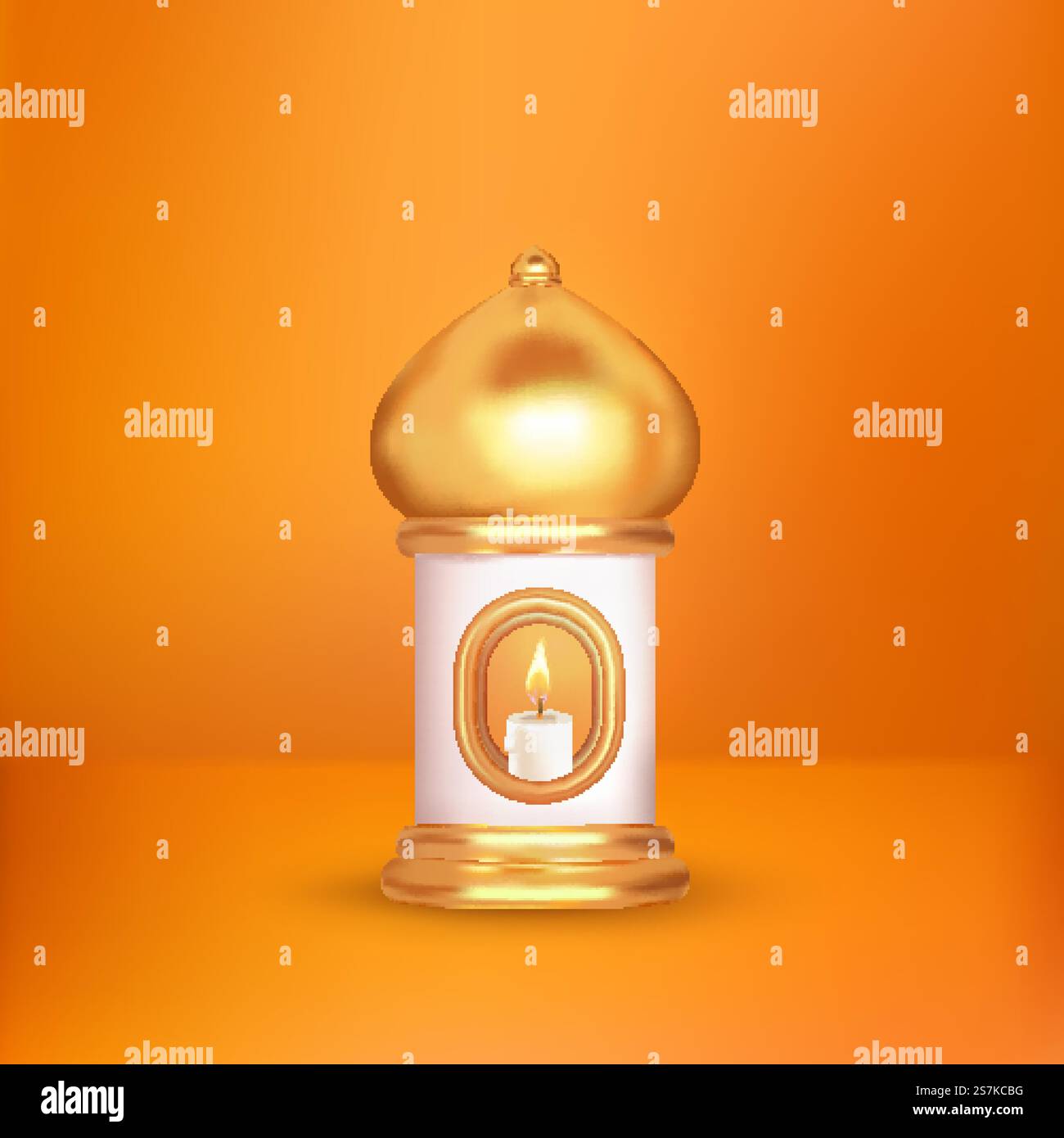 islamic candle latern 3d on white orange display background Stock ...