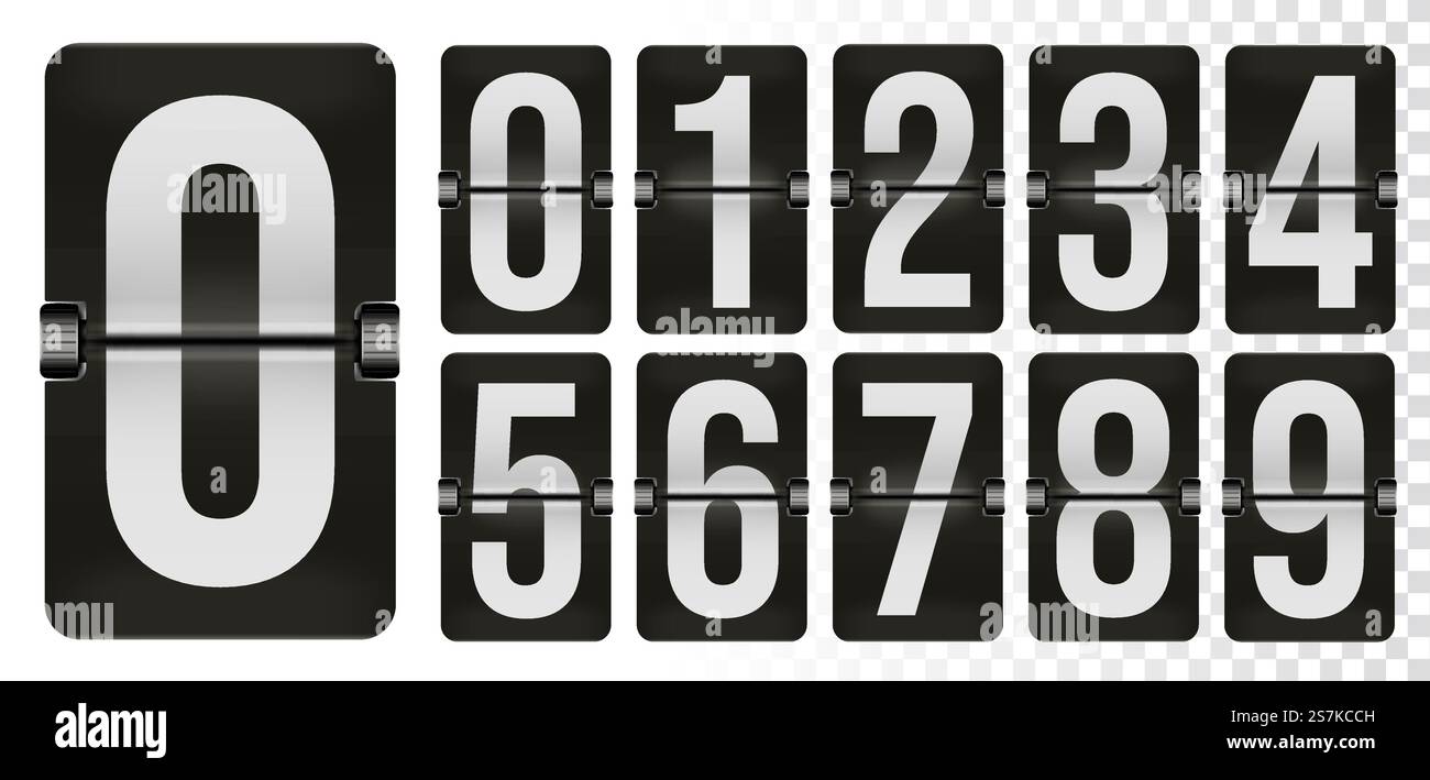 Mechanical scoreboard number set for flip clock time counter. Alarm timer, score day date ...