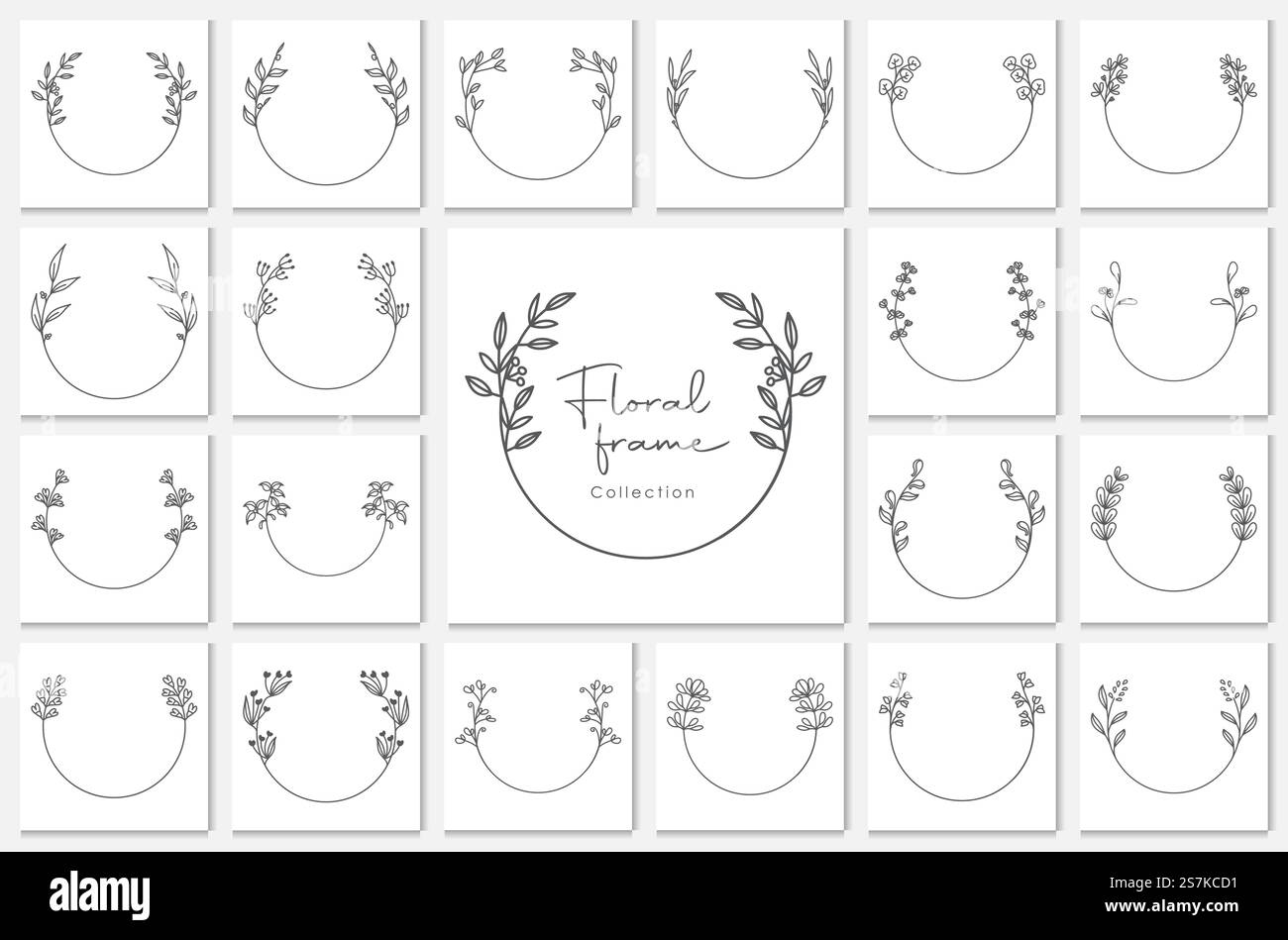 geometric floral frames, borders, wedding wreaths, detailed decorative ...