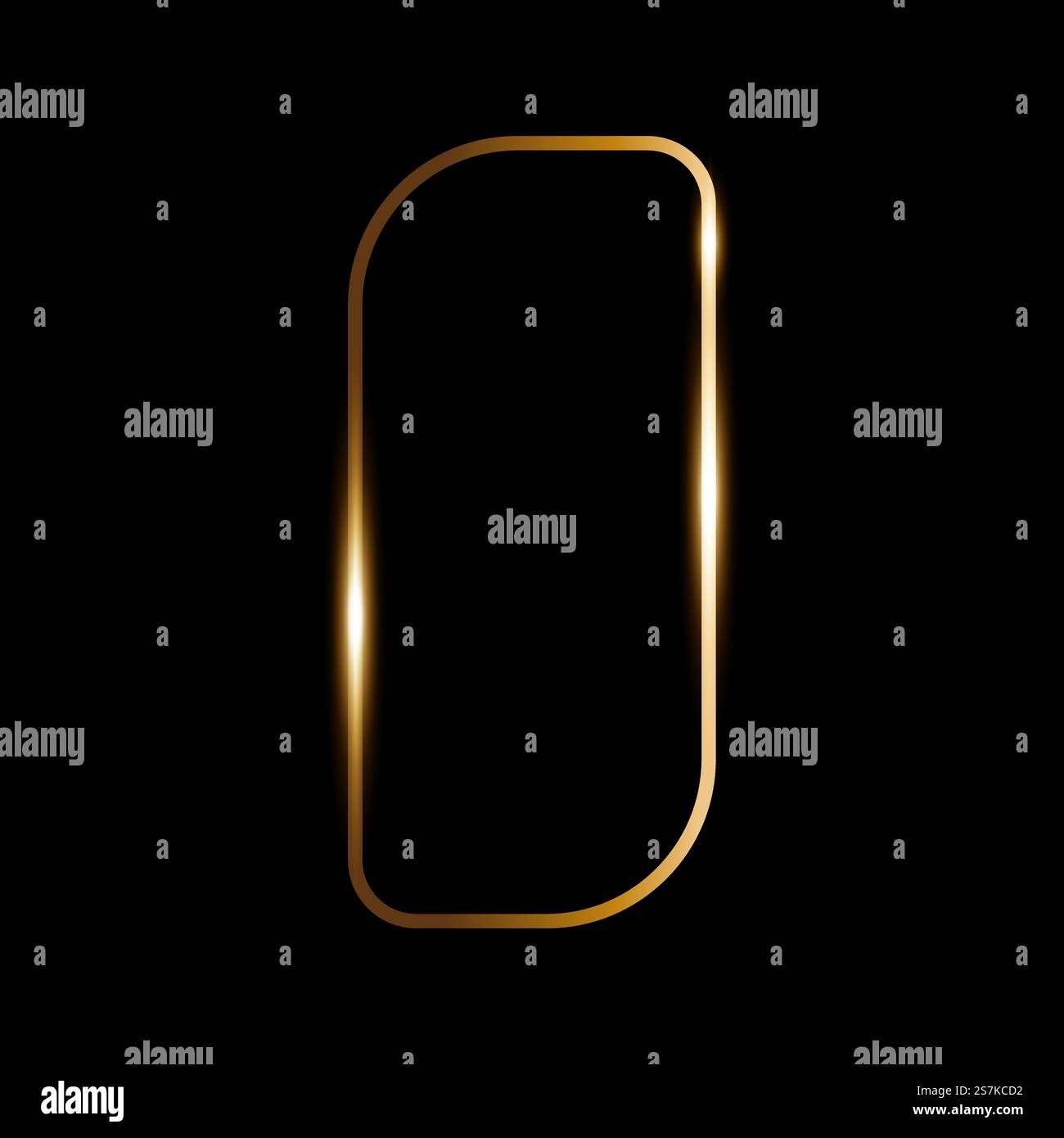 Gold thin art deco frame on black background, Golden linear shape ...