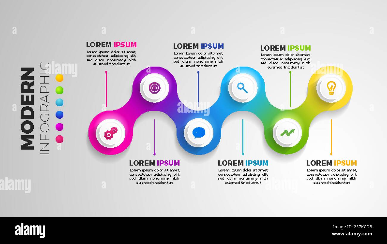 Infograph 6 element with circle step. graphic chart diagram, business ...