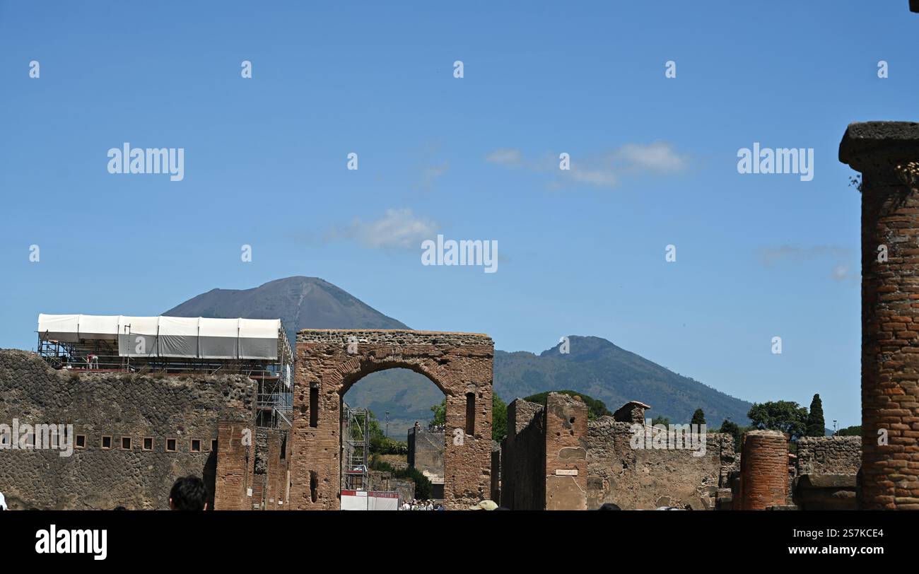 view of Historic streets of the Ancient Roman city of Pompeii Italy in ...