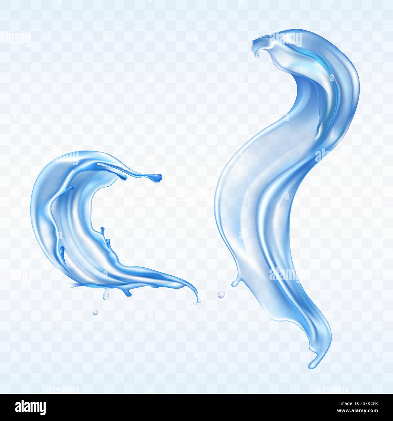 Vector blue water splashes isolated on transparent background. Aqua ...