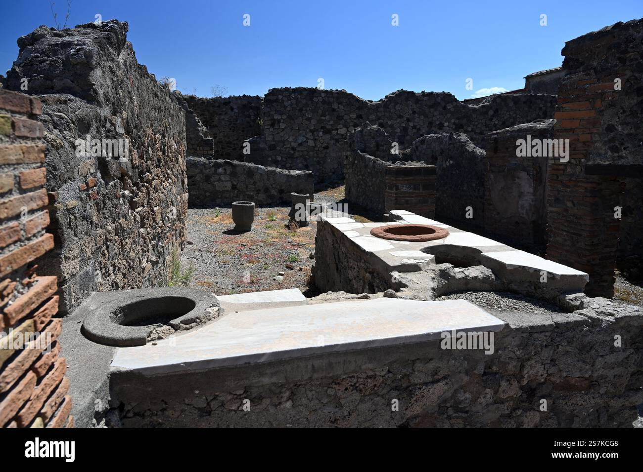Historic street of Ancient roman shops in the city of Pompeii Italy ...