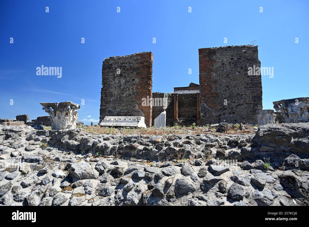 Historic landscape of Ancient roman city of Pompeii Italy in the shadow ...
