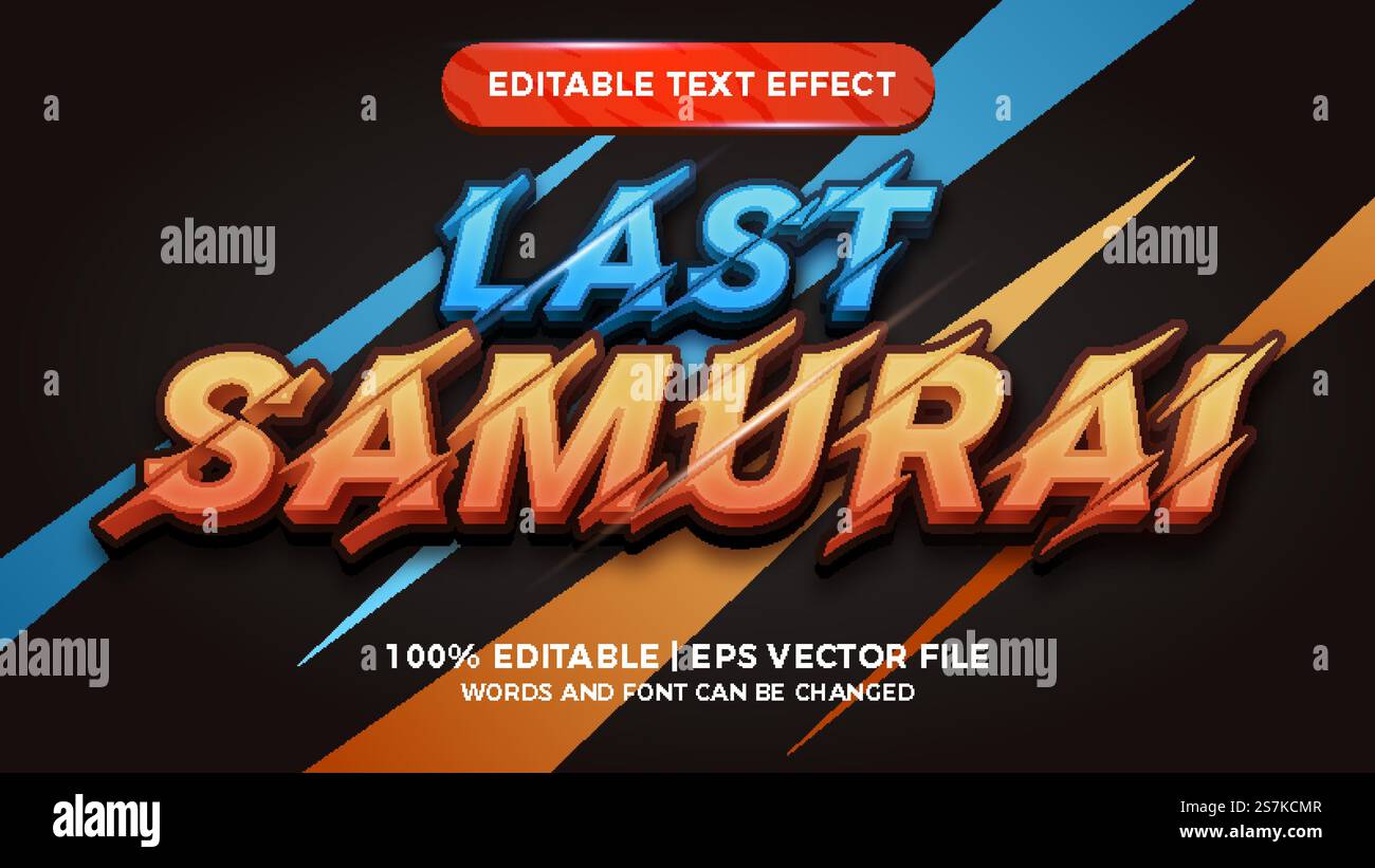 Last Samurai editable text effect for cartoon comic game title style template Stock Vector Image ...