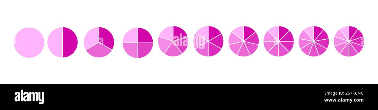 Diagram wheel divided from 1 to 10 parts, Pie chart infographic circle ...