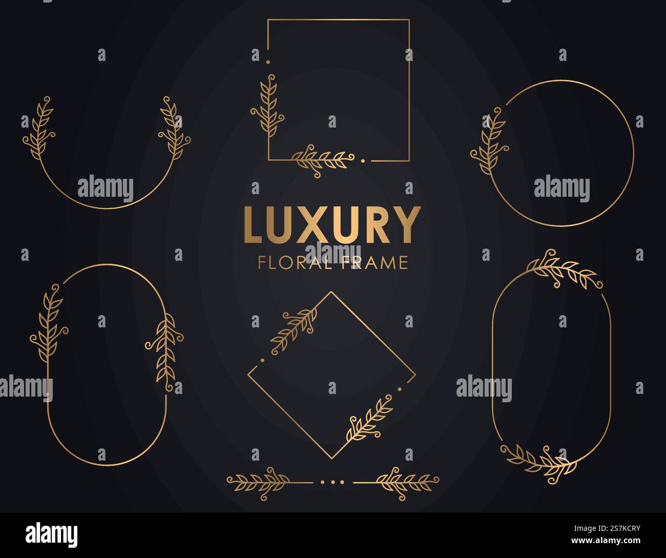 Hand Drawn Decorative Outlined Wreaths with Branches, Luxury floral ...