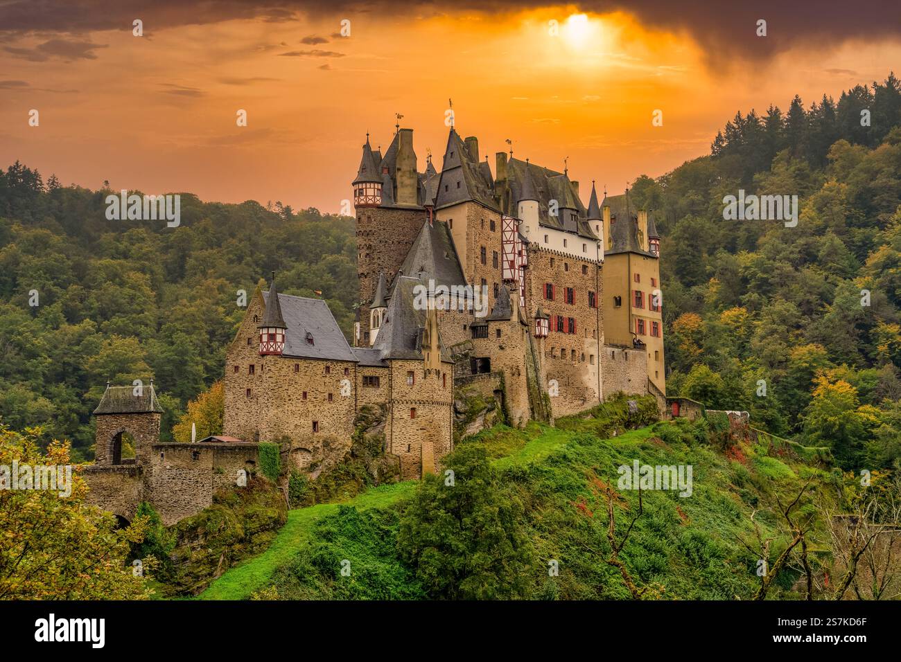 Burg Eltz romantic restored Gothic castle in Germany with dramatic ...