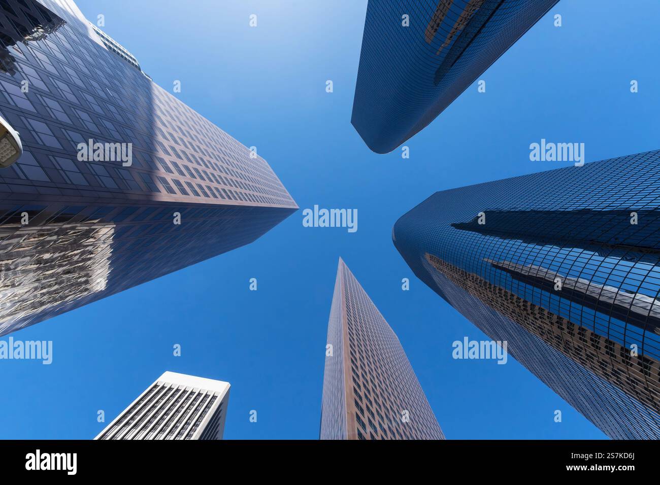 Upward view of downtown Los Angeles office towers Stock Photo - Alamy