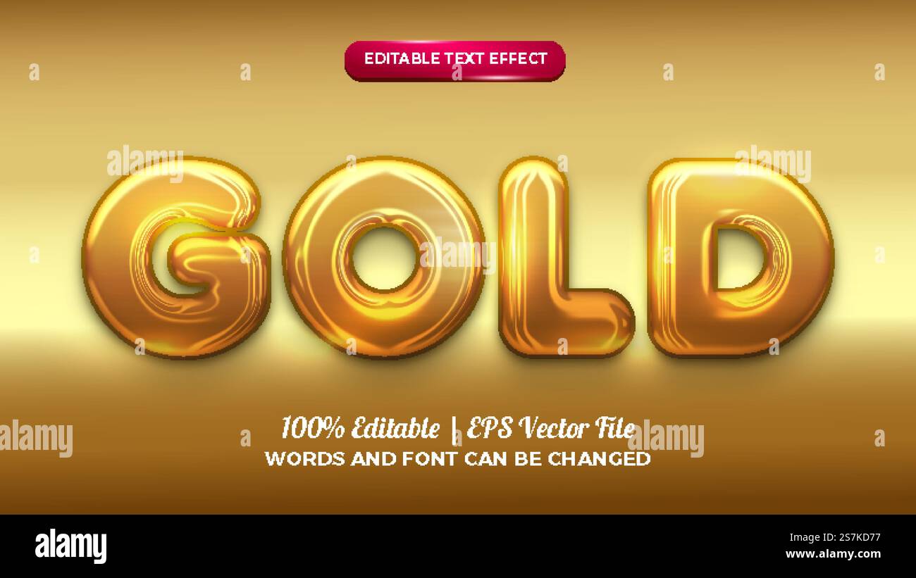 gold chrome bold 3d editable text effect Stock Vector Image & Art - Alamy