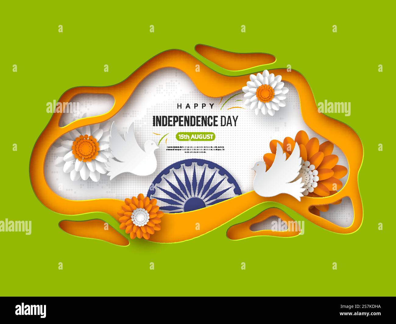 Indian Independence day holiday background. Paper cut shapes with ...