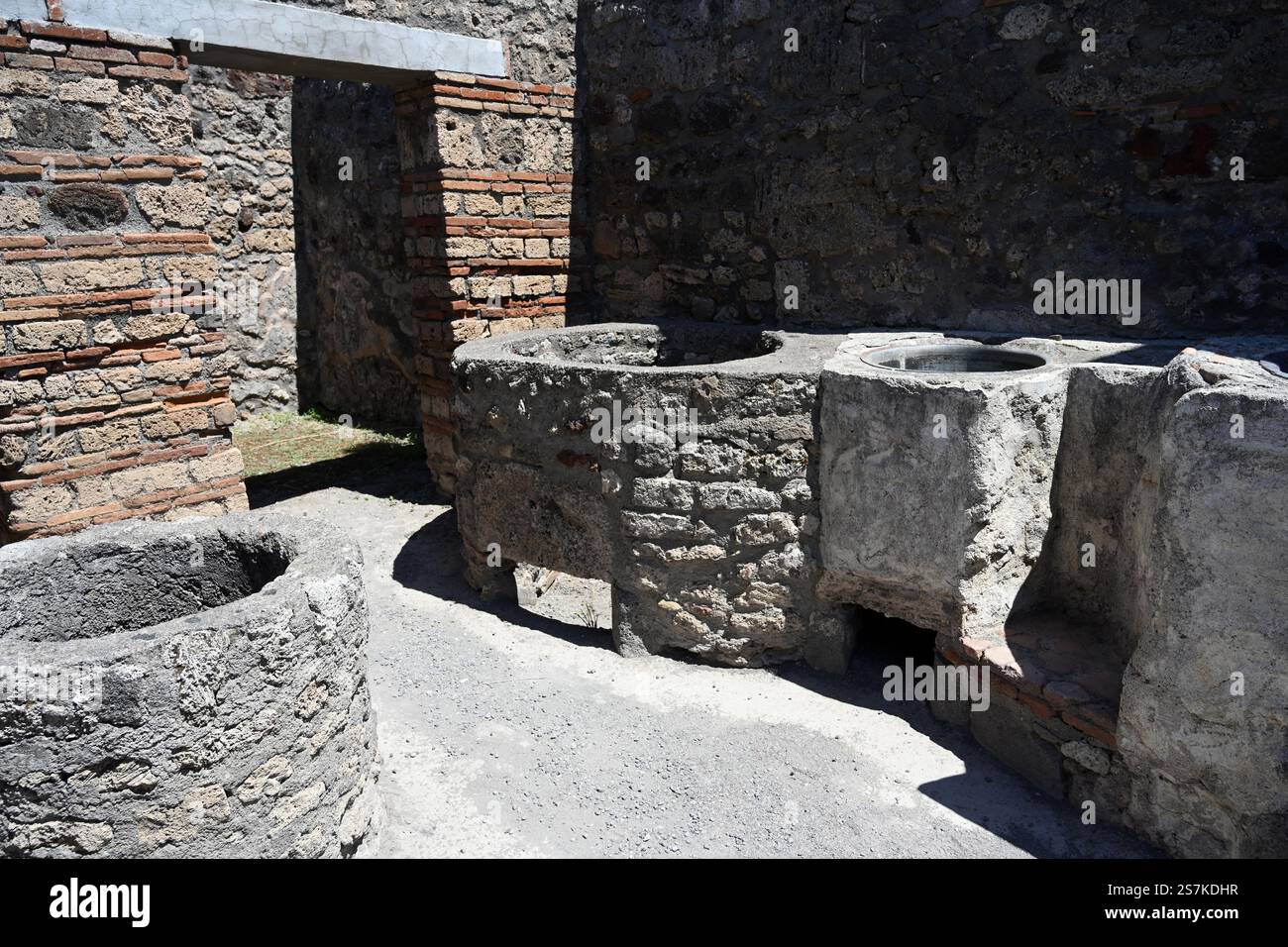 Historic street of Ancient roman shops in the city of Pompeii Italy ...