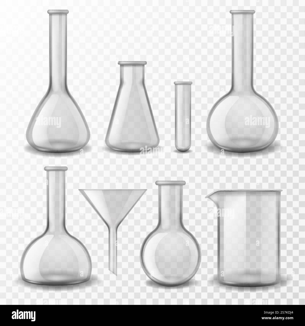 Chemical glass equipment. Laboratory glassware empty test tubes beaker ...