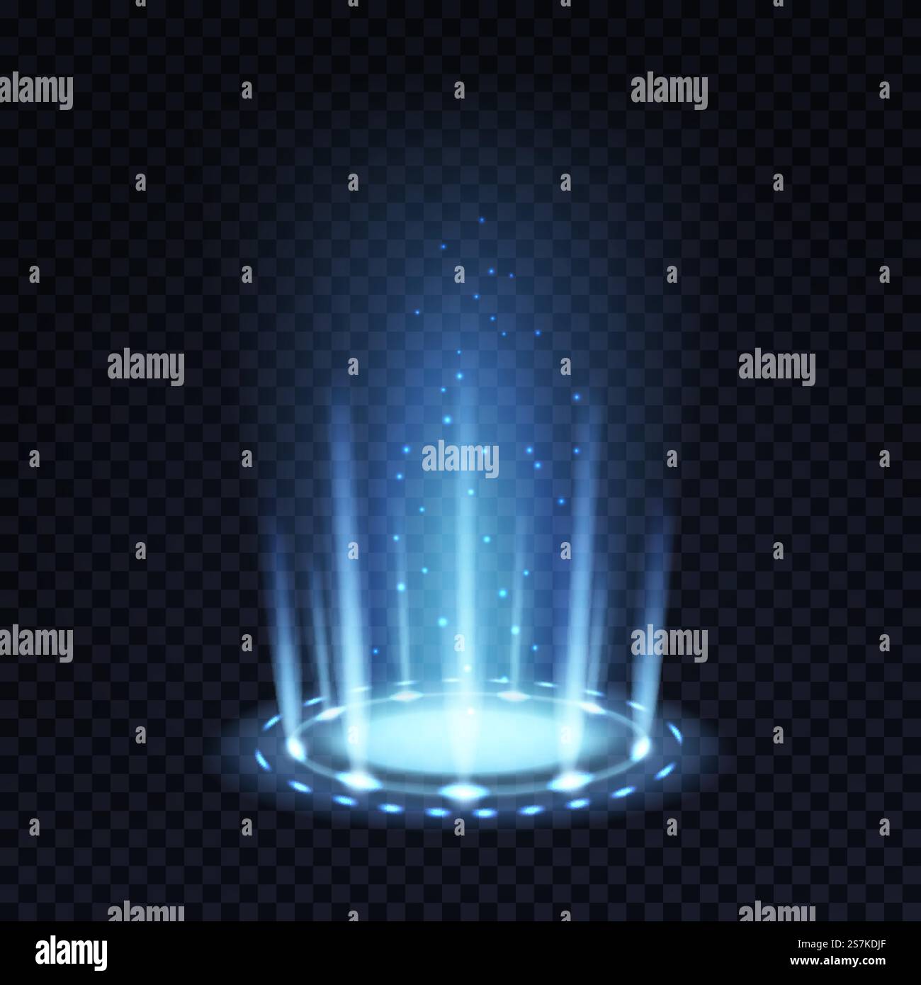Magic portal. Realistic light effect with blue beam and glowing ...