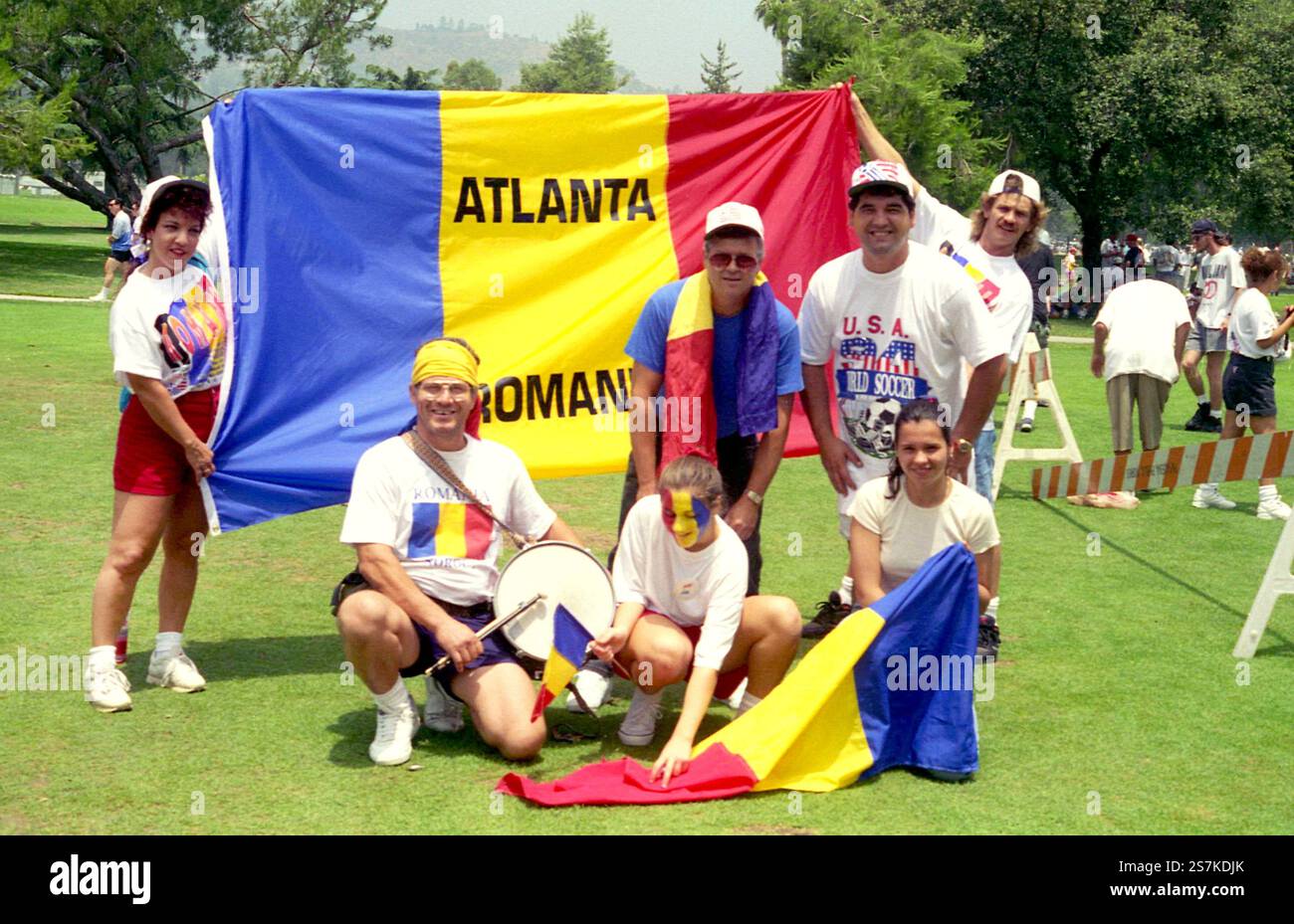 Los Angeles, CA, USA, 1994. Romanian supporters from Atlanta, GA, at ...