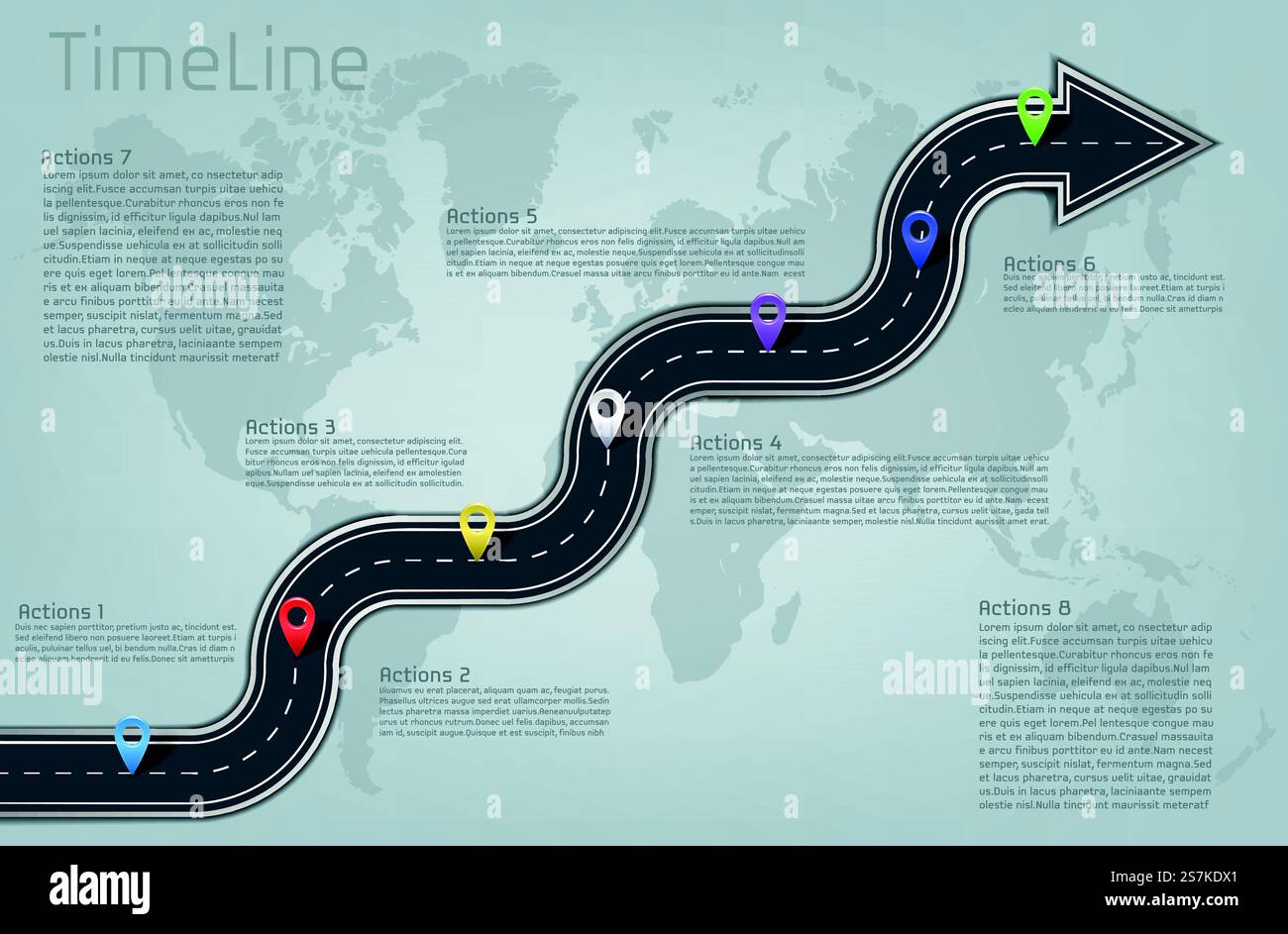 Vector company corporate car road curved arrow shape world map ...