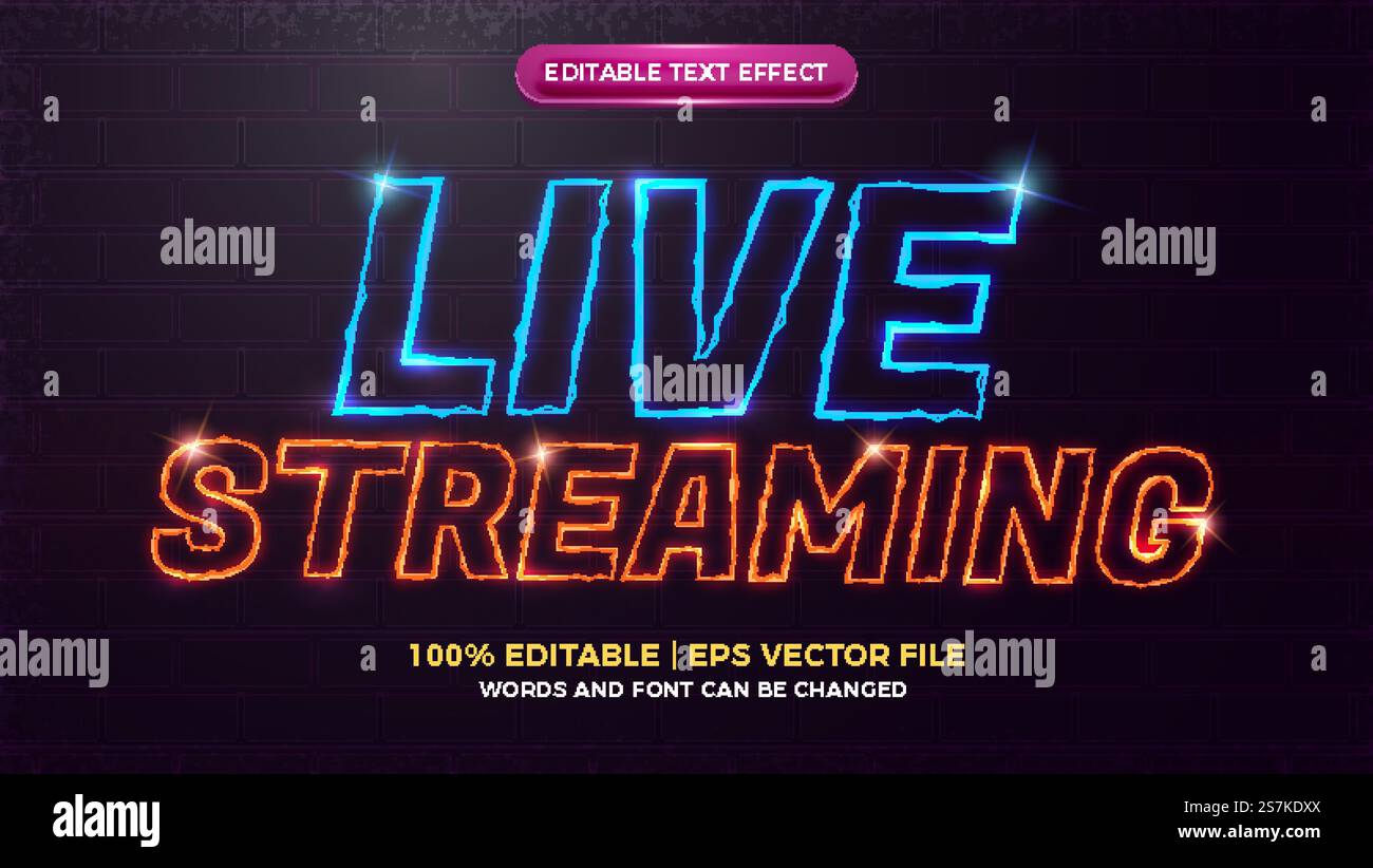 live streaming elictric wave editable text effect Stock Vector Image ...