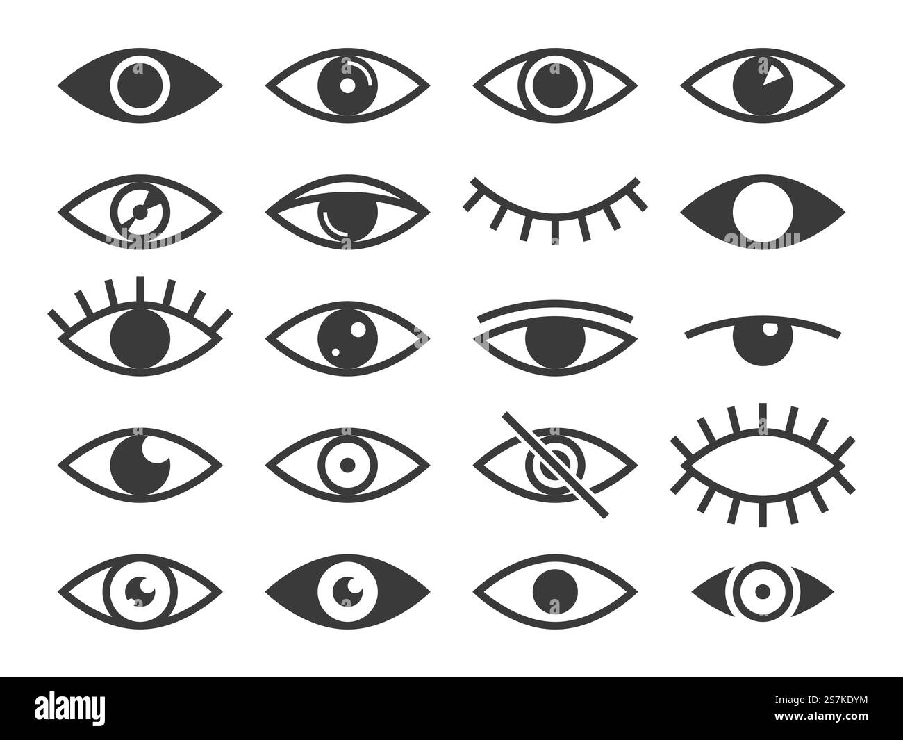 Eye icon. Medicine supervision health eyes opened and closed, look and ...