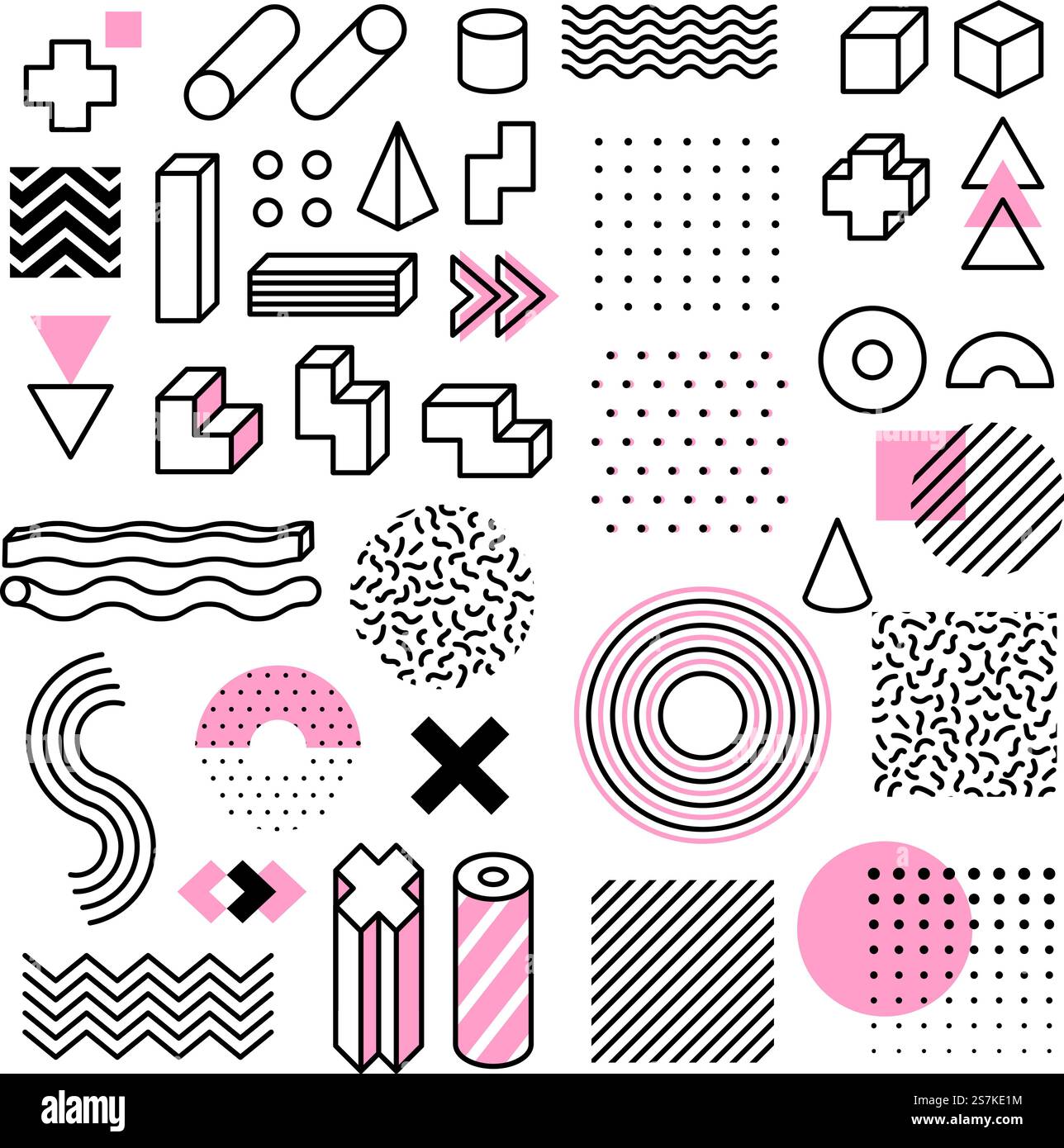 Abstract geometric shapes universal trend memphis style graphic symbols ...