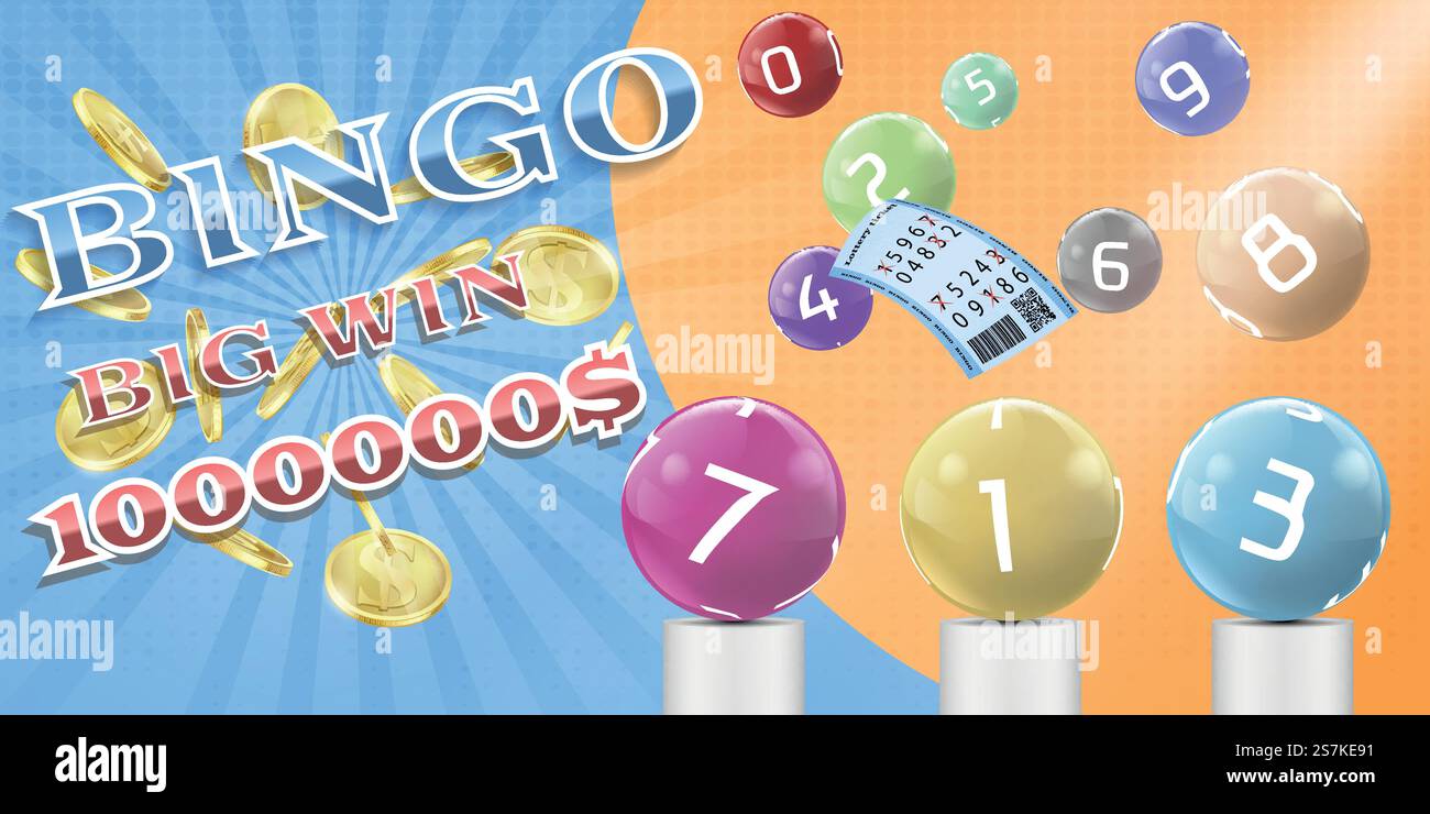 Vector lottery bingo game poster, banner template illustration. Lotto ...