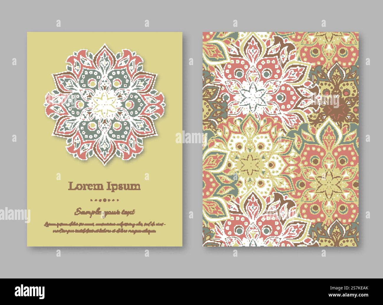 Set of cards, flyers, brochures, templates with hand drawn mandala ...